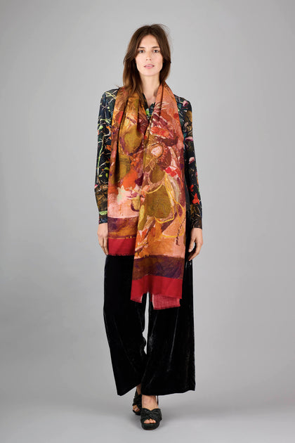 Nasturtium Rust Wool Silk Scarf – Pazuki