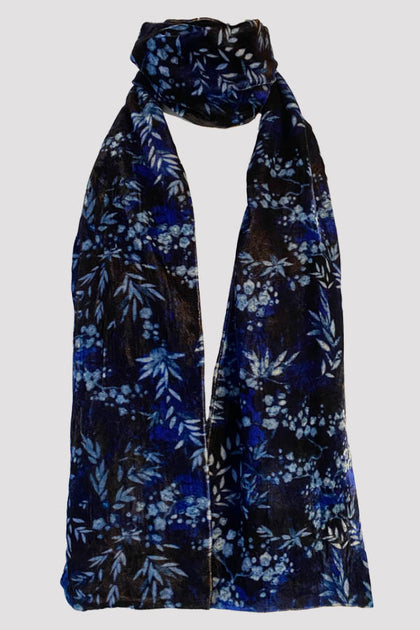 Gold Leaf Navy Grey Velvet Muffler – Pazuki