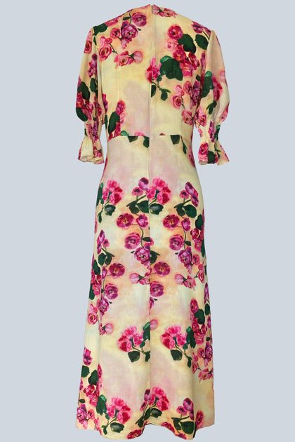 Morgan Lush Leaves Apricot/Jade Vintage Dress - PAZUKI – Pazuki